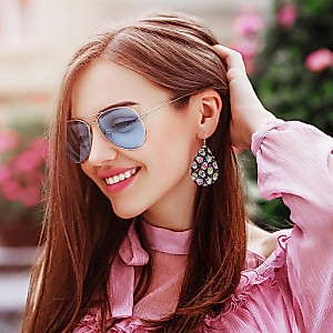 Zokola Day Of The Dead Leather Drop Earrings Set, Mexican Sugar Skull Flowers Black Lightweight Teardrop Earrings Leather Dangle Earrings For Women Friends Wedding Jewelry