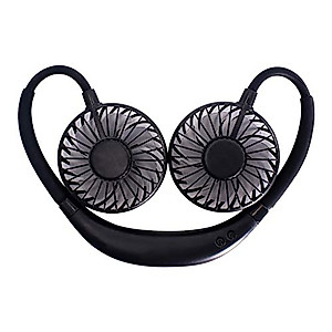 Yoyorule Hanging Personal Portable Neck Fan, Hands Free Rechargeable Mini USB Battery Operated Fan with 3 Speed, 4 Color Changing LED Light Conversion for Home, Office, Travel, Sport, Outdoor (Black)