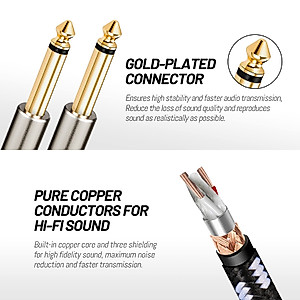 Sound harbor Guitar Cable, Guitar Amp Cord, Electric Guitar Instrument Cable 15 Feet, 1/4 Bass Guitar Cable