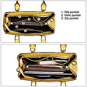 BOSTANTEN Women Leather Handbag Designer Top Handle Satchel Shoulder Bag Crossbody Purse Yellow