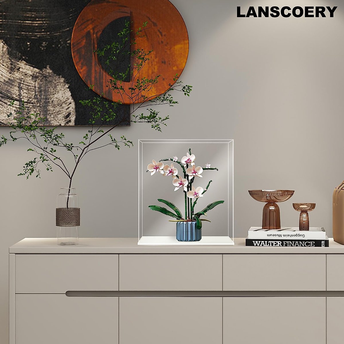 LANSCOERY Acrylic Display Case, Assemble Showcase Display Box for Collectibles, with Dustproof & Seamless Display Design, 6x6x6inch White Base