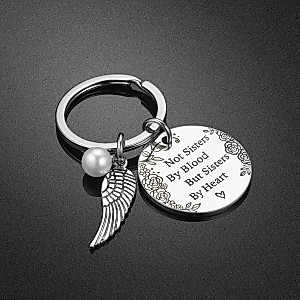 Not Sisters by Blood but Sisters by Heart Friendship Keychain for Women Teen Girls ,Gifts for Best Friend Birthday Graduation