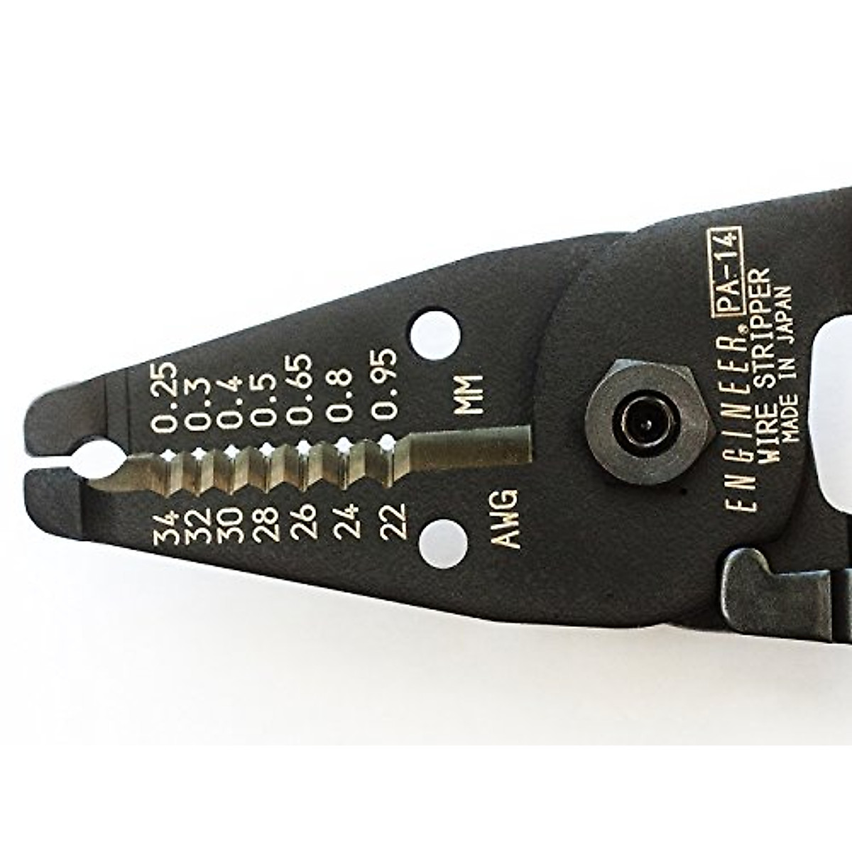 ENGINEER PA-14 Professional Precision Wire Strippers for thin wire (AWG34 - AWG22), sharp and perfectly round finishing edge, Spring loaded Comfortable Handles, Made in Japan