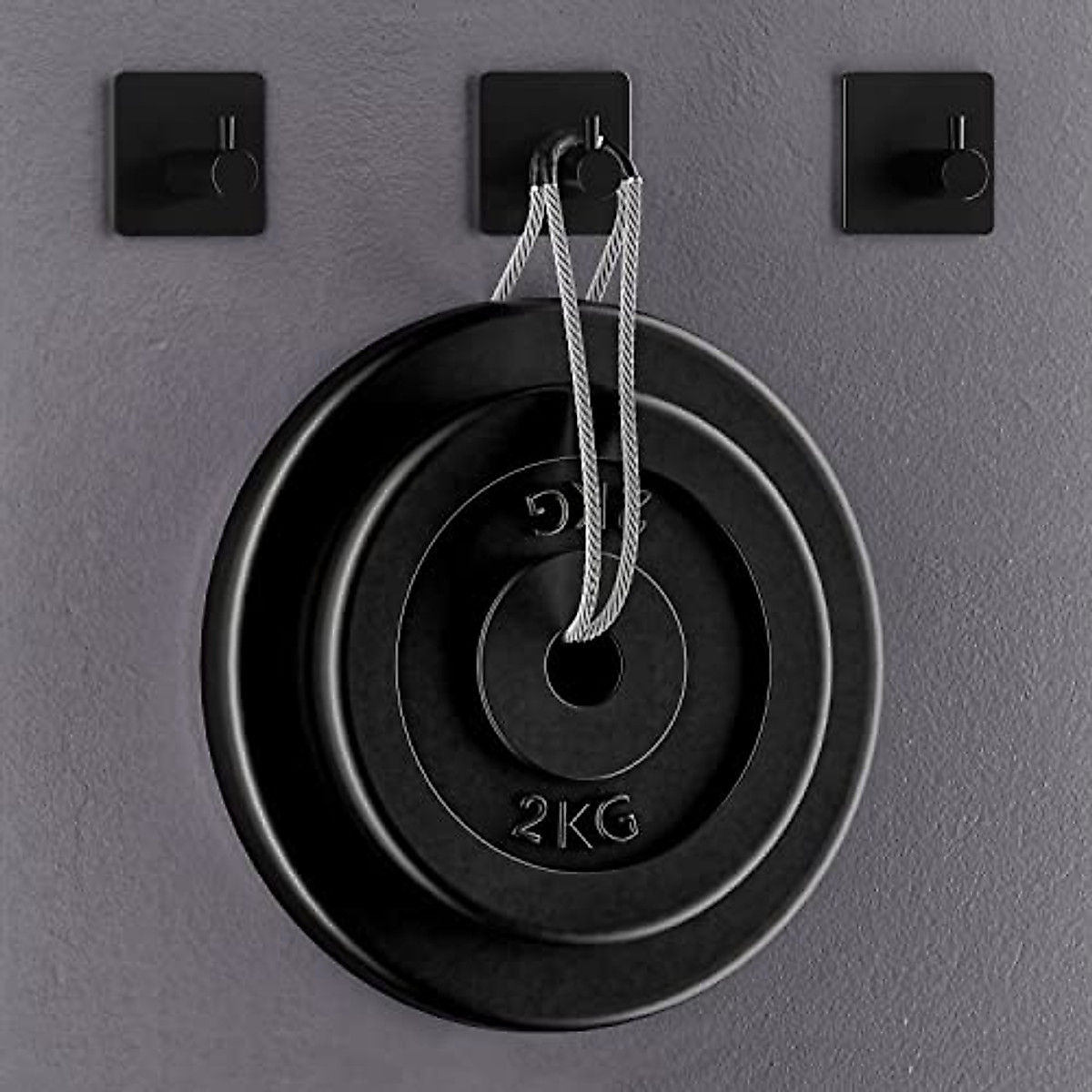 SAYONEYES Adhesive Towel Hooks for Hanging – Matte Black SUS304 Stainless Steel Waterproof Wall Hooks with Strong Adhesive Tapes – 3M Hooks for Bathroom, Bedroom, Kitchen – 4 Pack