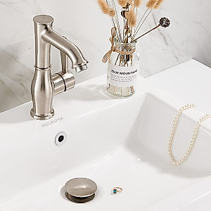 Vessel Sink Drain,Bathroom Pop-up Drain with Detachable Basket Stopper, Anti-Explosion and Anti-Clogging Drain Strainer, Sink Drain Assembly with Overflow Brushed Nickel, REGALMIX RWF083J