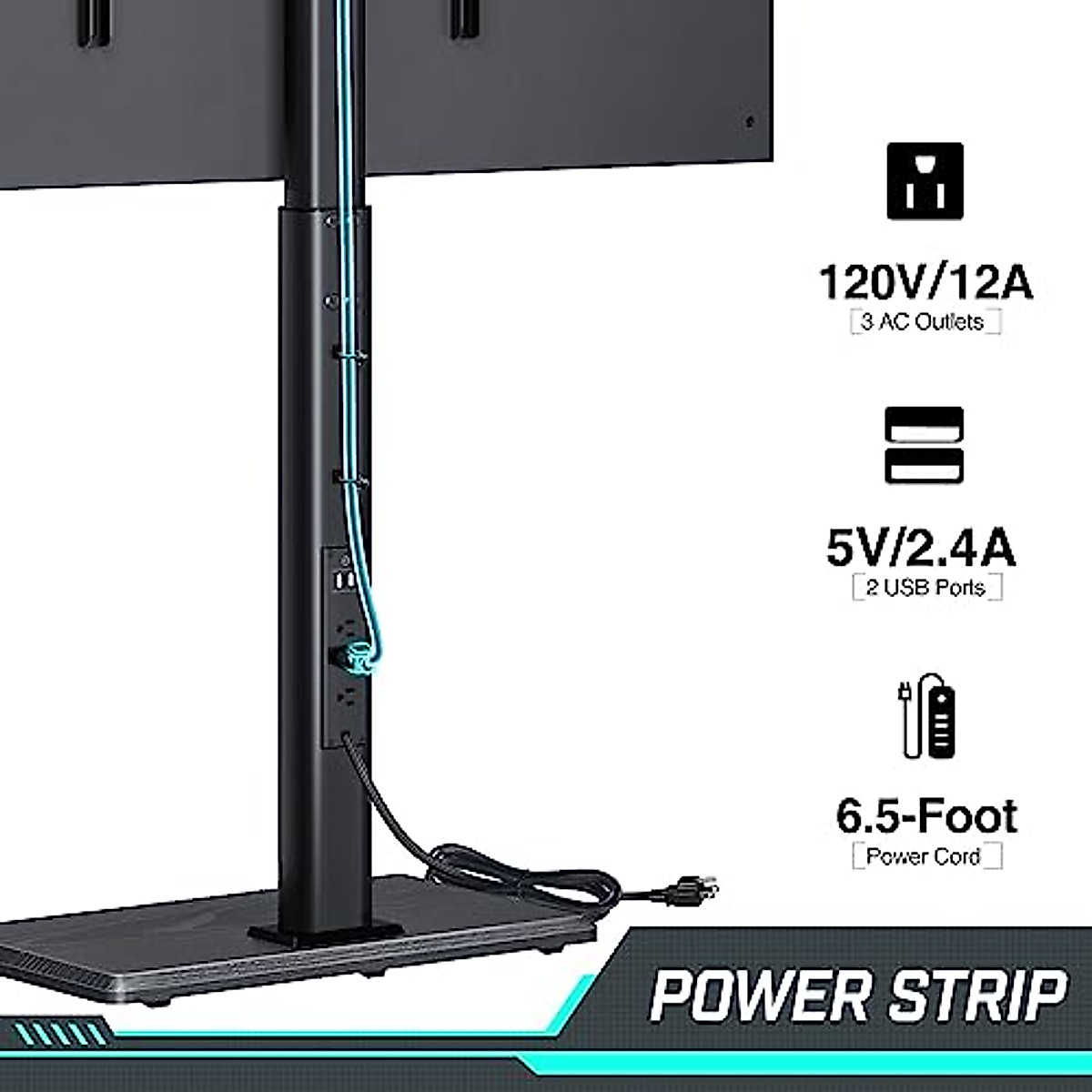 Greenstell TV Stand with Power Outlet, Universal Floor TV Stand for 32-70 inch TVs, Height Adjustable, Swivel Tall TV Stand with Soild Wood Base, Holds up to 110 LBs, Max VESA 600x400mm