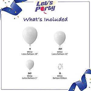 FEELMOMNNT 84 pcs White Balloons Different Sizes 5/12/18 inch White Latex Balloons White Balloon Garland Arch for Birthday Party Graduation Holiday Wedding Baby Shower Anniversary Party Decoration