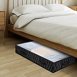 Under Bed Storage Bags Large Capacity Underbed Clothing Organizer with Clear Cover and Reinforced Handles Foldable Underbed Storage Bins Durable Organizer for Clothes Blankets Bedding