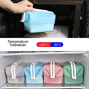 NOLOG YAYIN Reusable Silicone Bags - Leakproof & Airtight {100% Food Grade Silicone} Microwave & Dishwasher Safe Freezer Silicone