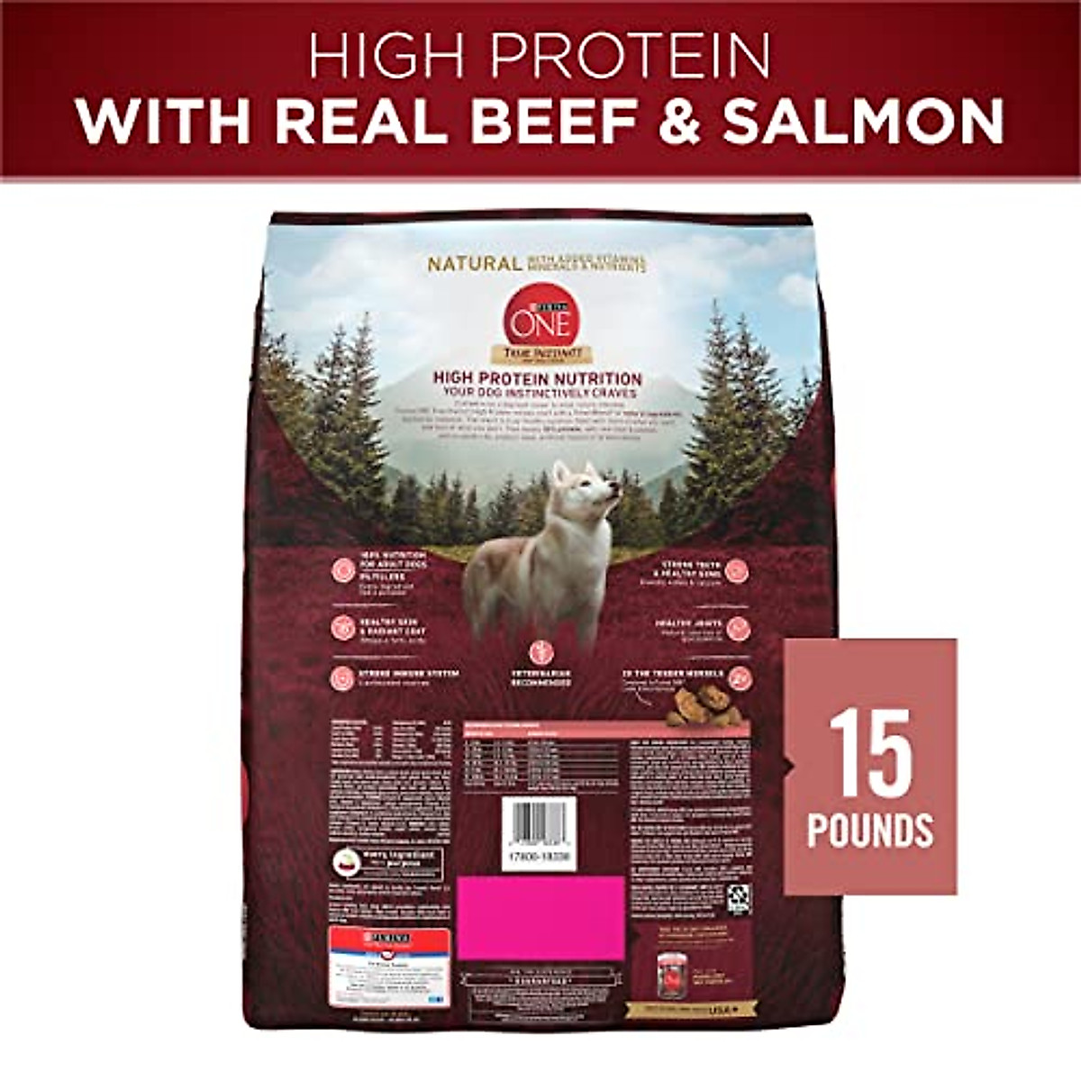 Purina ONE True Instinct High Protein Formula with Real Beef and Salmon Dry Dog Food - 15 lb. Bag