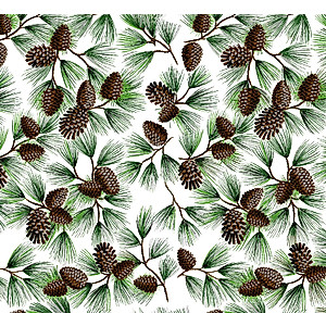 Pinecones with Glitter Cotton Fabric by The Yard