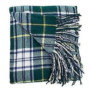 Fennco Styles Cozy Plaid Design Throw Blanket with Tassels - 50" W x 60" L (Green)