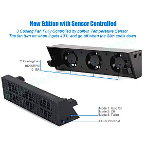 ElecGear Auto Cooling Fan for PS4 Slim, External USB Cooler Automatic Temperature Sensor Controlled Radiator Heat Exhaust Works with Playstation 4 Slim CUH-2xxx