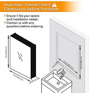 DURLDENG Bathroom Mirror with Storage,16 X 24 Inch,2024 New Model,Medicine Cabinet Mirror,Recessed Medicine Cabinet with Mirror,2 Adjustable Shelves,Black,Soft Hinge