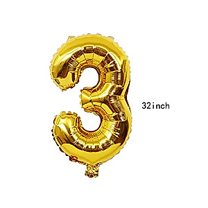 Princess Tiana 3rd Birthday Decorations Gold Number 3 Balloon 32 Inch | The Frog Tiana Balloons for Girl’s Birthday Baby Shower Princess Theme Party Decorations (3rd Birthday)