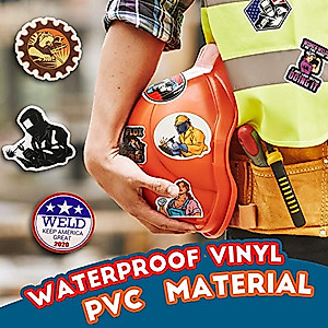 Welder Sticker Funny Welding Helmet Stickers Hard Hat Safety Stickers Construction Helmet Decals for Water Bottle, Vinyl Tool Box Stickers for Welding Helmet Hood, Helmet, Laptop, Luggage (100 Pieces)