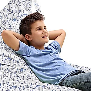 Ambesonne Floral Lounger Chair Bag, Rhythmic Floral Branches in Cool Tones Illustration, High Capacity Storage with Handle Container, Lounger Size, Lavender Blue Multicolor