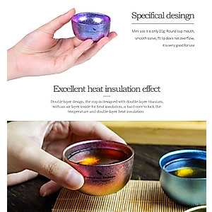 iBasingo&Boundless Voyage 30ml Titanium Double Layer Sake Cup Portable Tea Mug Wine Cup for Outdoor Camping Picnic Whiskey Flask Flagon Drinking Cup (Gold)-Ti3082D