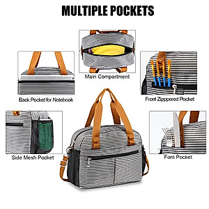 HSHPX Lunch Bag Women Insulated Adult Lunch Box Large Reusable Lunch Tote with Webbing Loop Cute Portable Lunch Cooler with Adjustable Shoulder Strap for Work Office Picnic (Stripe)