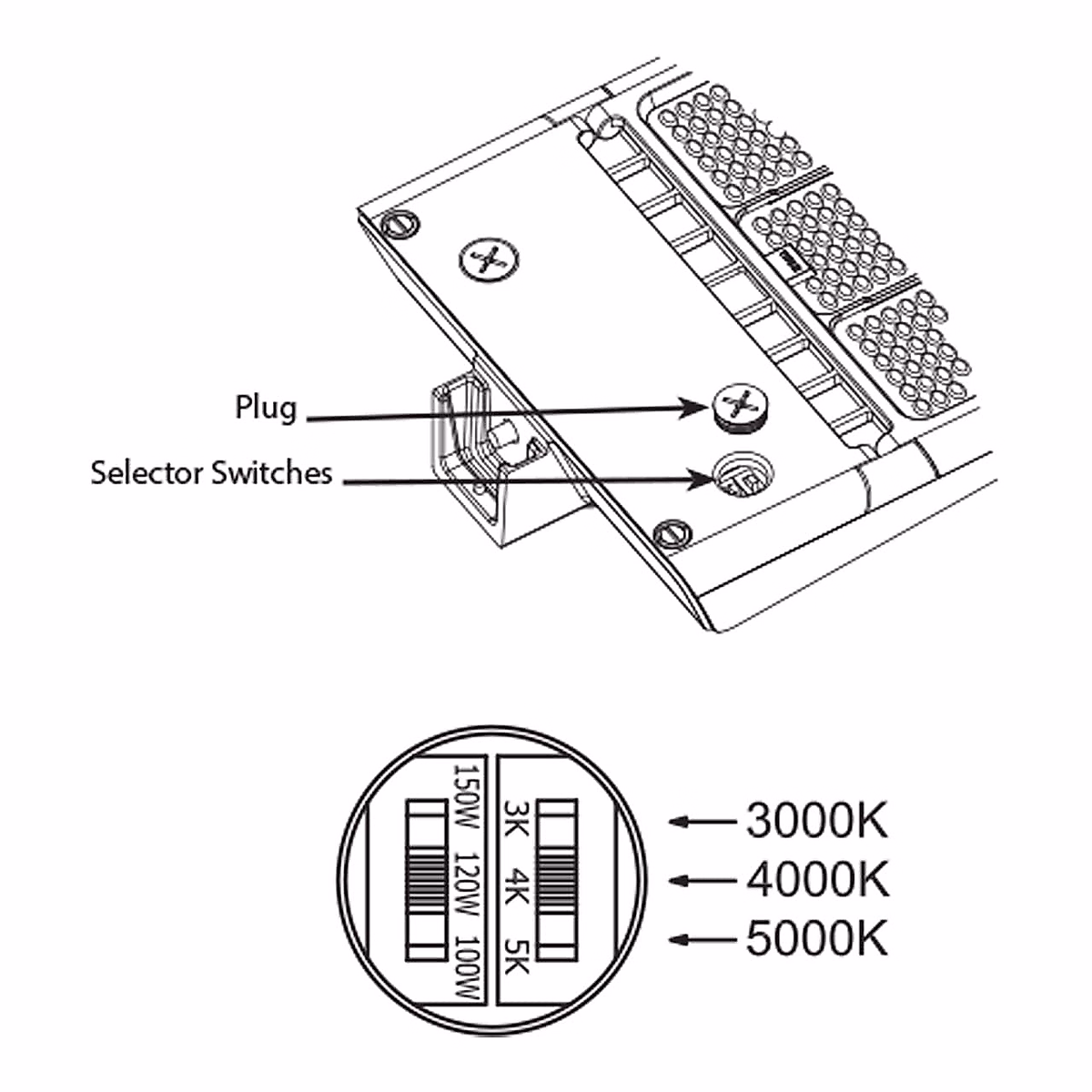RAB A22-200 LED Area Light, 27,908 Lumens, 160/180/200 Watts, Type III, 3000K/4000K/5000K, 120-277V, Bronze, Mount Included