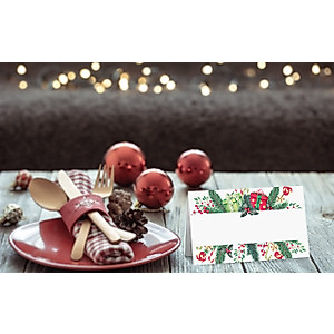 Place Cards for Christmas Party, Editable Name Place Cards, Seating Place Cards for Tables, Tent Style Cards for Wedding, Dinner Party or Any Occasion, Easy Folding, Pack of 25 Escort Cards(A02)