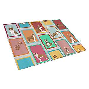 Caroline's Treasures MLM1131LCB Lots of Red Boston Terrier Glass Cutting Board Large Decorative Tempered Glass Kitchen Cutting and Serving Board Large Size Chopping Board