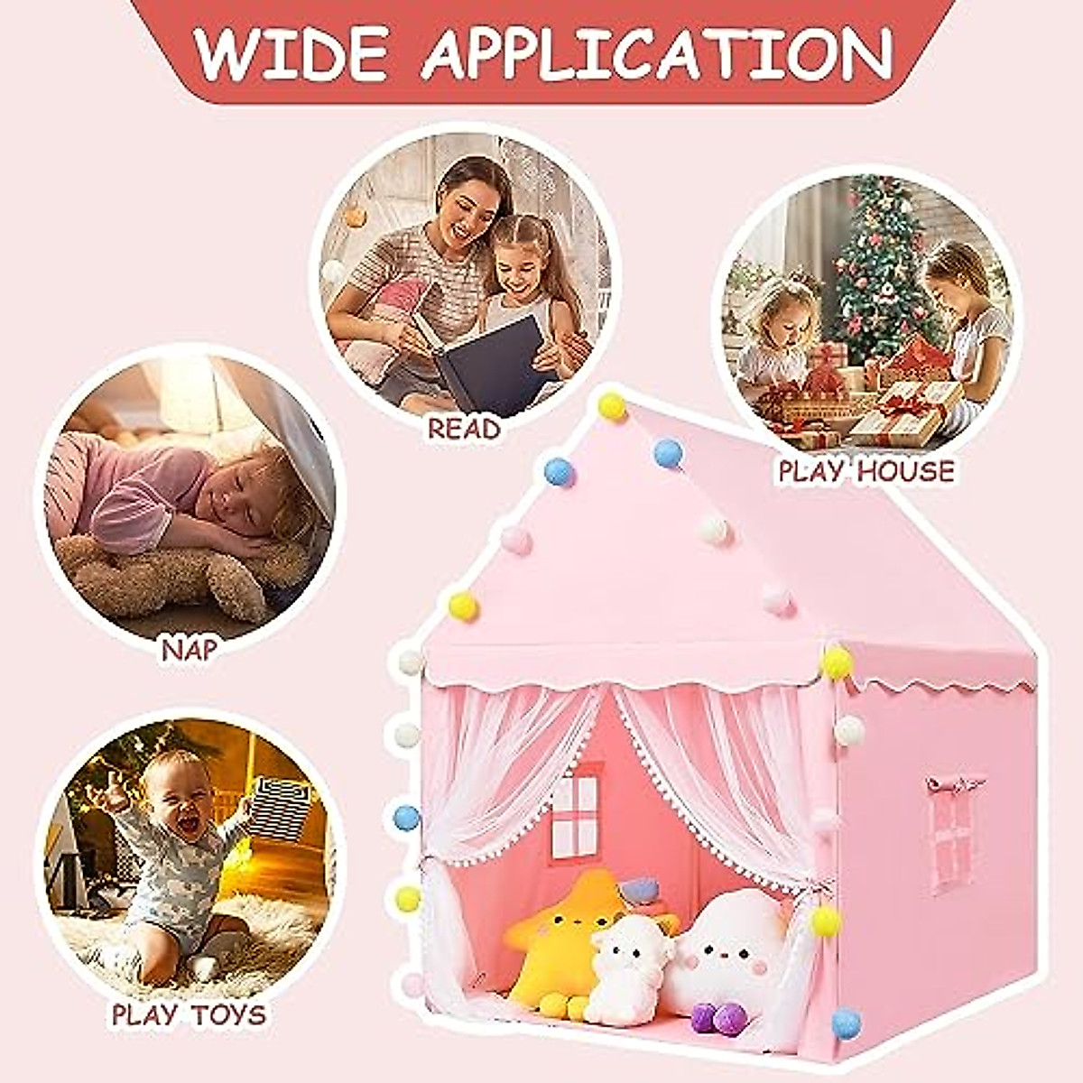 SIFREAW Foldable Kids Play Tent Canvas Children Tent Large Kids Playhouse, Indoor Outdoor Play Tent for Girls & Boys