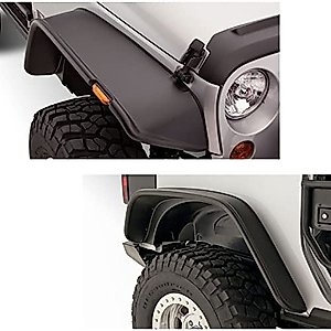 Bushwacker 10919-07 Flat Fender Flares 4pc. Set fits 2007-2018 Jeep Wrangler JK (2 Door Models)