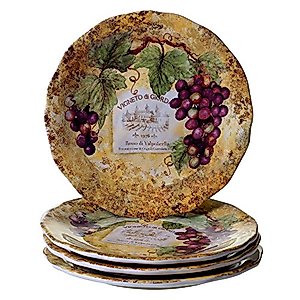 Certified International Gilded Wine 10.75" Dinner Plates, Set of 4, Multicolor