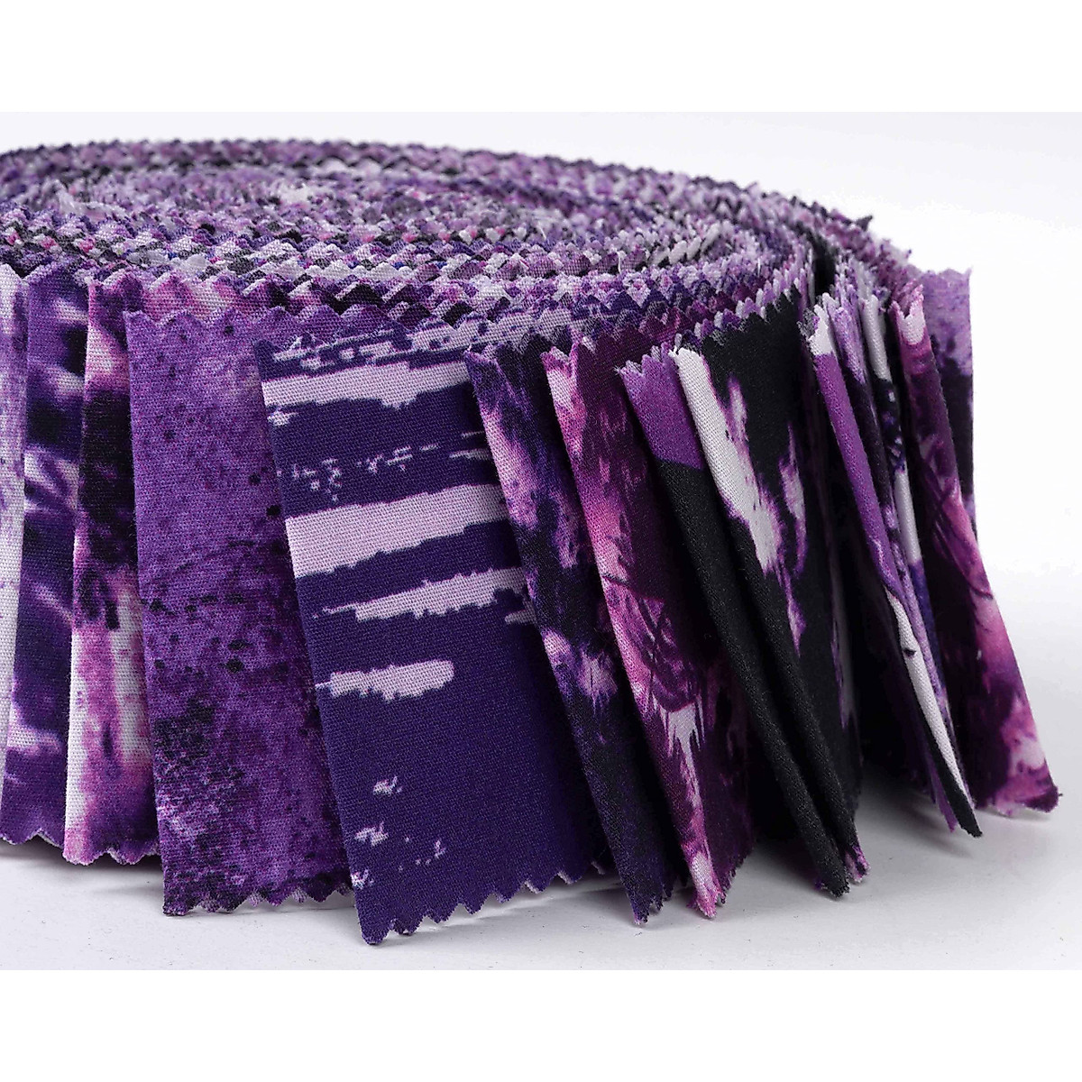 Soimoi 40Pcs Tie Dye Print Cotton Precut Fabrics for Quilting Craft Strips 2.5x42inches Jelly Roll - Purple
