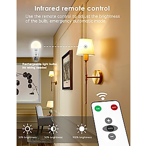 Rechargeable Light Bulbs LED Battery Backup Light Bulb with Remote Control Battery Operated Emergency Bulb Lamps for Home Power Outage and Camping Outdoor Activity Dimmable 7W 600LM Soft White