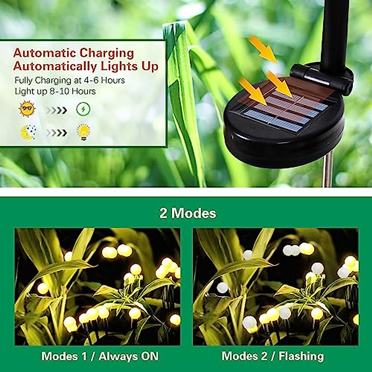 Firefly Solar Garden Lights Outdoor: 4 Pack Solar Firefly Lights Waterproof Lights, 8LED Vibrant Firefly Starburst Swaying Lights,Solar Powered Firefly Lights Applicable to Decoration Planter Outdoor