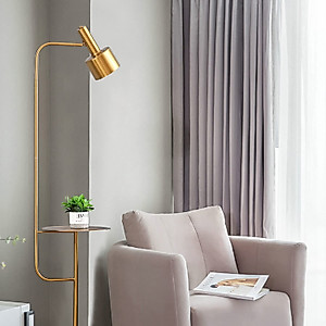 beaysyty Modern Simplicity with Tray Floor Lamp for Office Cafe Den Living Room Bedroom, On/Off Foot Switch and Brass/Gold Finish
