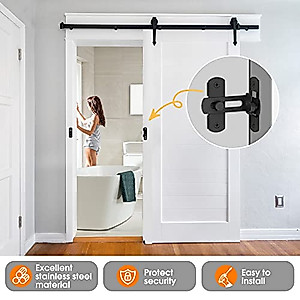 2 Packs 90 Degree Flip Barn Door Lock Latches, Matte Black Stainless Steel Gate Latch Security Door Latch for Barn Door, Pet Door, Bathroom, Cabinet Closet, Window, Sliding Door Lock
