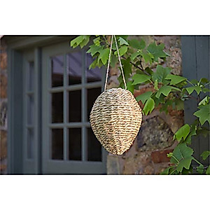 Evergreen Garden Wasp Nest Decoy | 10 inches Wasp Deterrent Outdoor Hanging | Fake Wasp Nests for Home, Patio, Garden | Made of Woven Reed and Rope