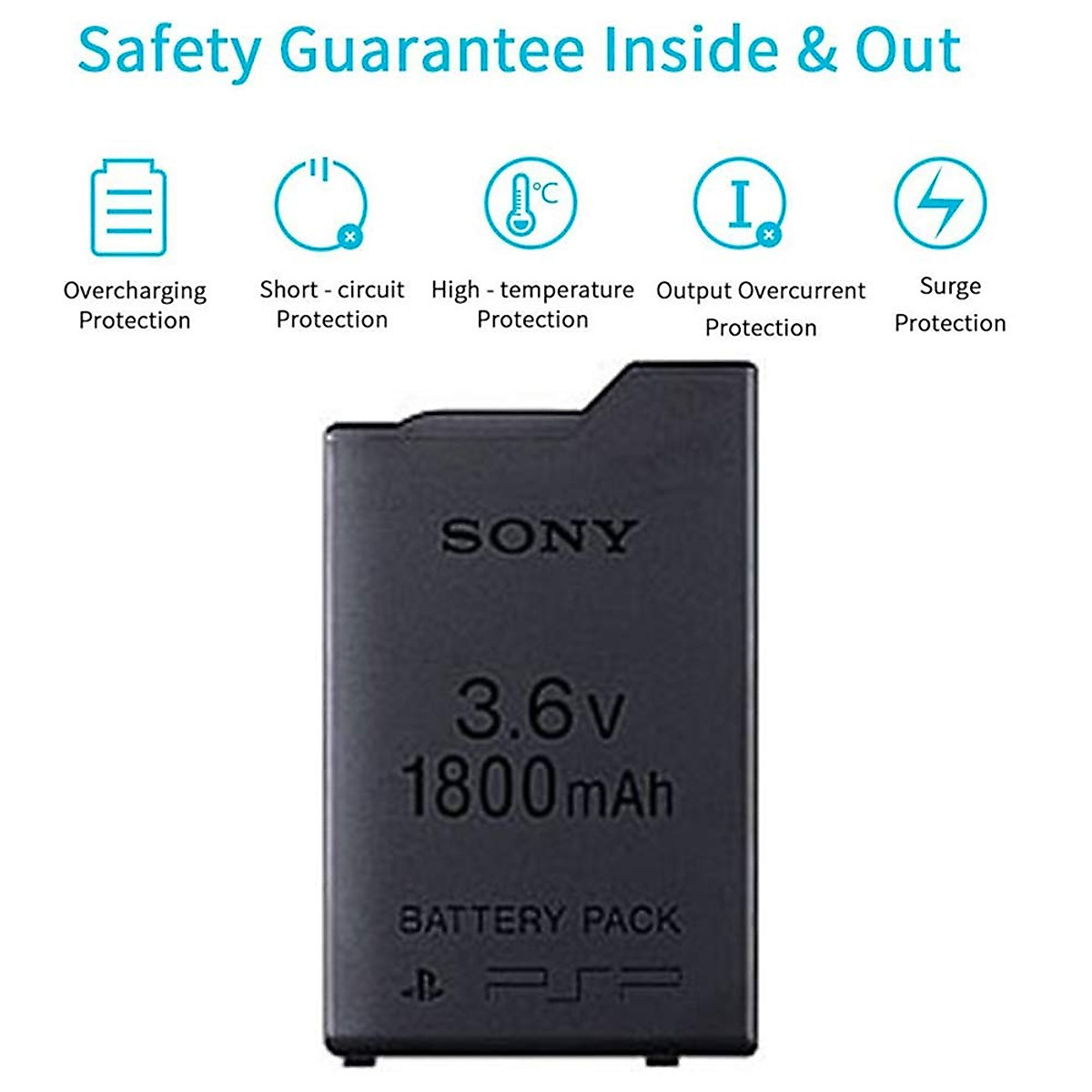 TFSeven High Capacity Replacement Sony PSP-110 Battery + AC Adapter 5V 2A Wall Travel Power Supply + Back Door Battery Cover Compatible For PSP 1000 1001 Series Accessories Kit Bundle
