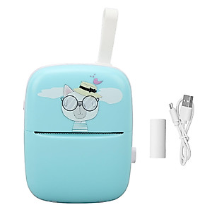 EIMSOAH Print Pods Mini Printer, Mini Printer, Wrong Question Photographing Label Printer, Home Photo Scrapbook Small Printer, for Photos Notes Stickers (Blue)