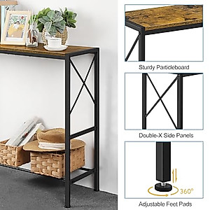 Console Table Small Industrial Entryway Table 41" Wood Sofa Table, Console Table with Metal Frame, Entrance Table for Hallway, Living Room, Foyer, Behind Couch Table Skinny Entryway Table