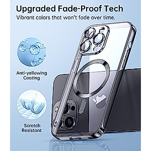 JAZZCAMEL Magnetic for iPhone 14 Pro Max Case with Full Lens Protection [Perfect Match for MagSafe] [with Top Class Screen Protector x1] Slim Luxury for Women Girls Men 6.7inch - Black