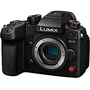 Ultimaxx Essential Bundle + Panasonic Lumix GH6 Mirrorless Camera (Body Only) + 2X SanDisk 64GB Extreme Pro SDXC, 2X Spare Batteries, V-Shaped Bracket, Universal Speedlite & Much More (27pc Bundle)