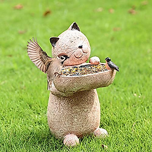 Cat Garden Statue Outdoor Decor, Cat Sculptures Figurine Decorations Gardening Lawn Ornament Décor Gifts for Women 12.3" in Height