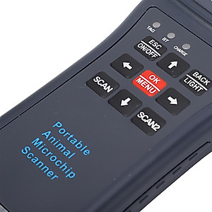 Microchip Tag Reader, Handheld LCD Screen Pet Microchip Scanner Rechargeable Battery for Animal Ear Tag (#1)