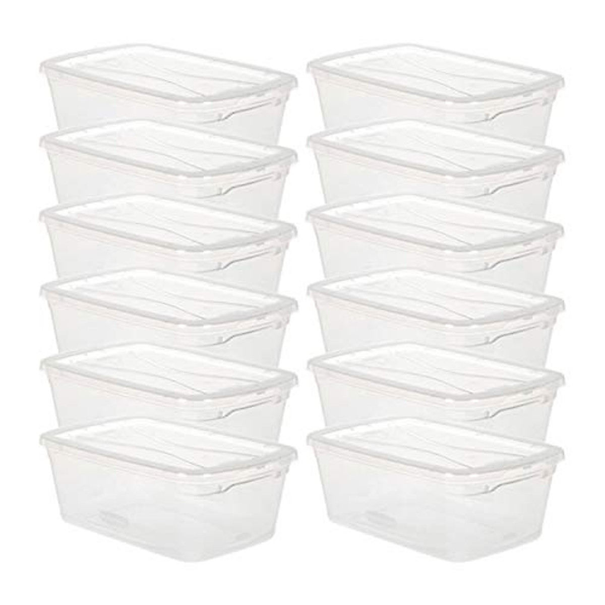Rubbermaid Cleverstore Home Office Organization (6) 30 Qt & (12) 6 Qt Latching Stackable Plastic Storage Tote Container with Lid, Clear