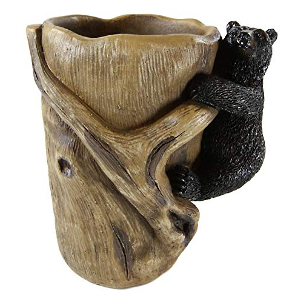 Ebros Rustic Black Bears Climbing Logs Woodlands Forest Bathroom Accent Set of 4 Bar Soap Dish Liquid Soap Pump Bottle Tumbler Cup Toothbrush Holder Western Country Cabin Lodge Decorative Figurines