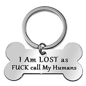 Personalized Dog Tags for Dog Mom Stocking Stuffer for Pet Funny Pet Dog Tag Keychain for Cats Dogs ID Tag Owner Personalized I'm Lost My New Puppy Engraved Bone ShapeTag for Dogs and Cats,