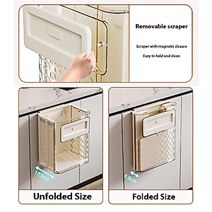 Foldable Hanging Trash Can,2024 New Hanging Kitchen Trash Can, Foldable Waste Bin for Kitchen, Collapsible Hang Small Plastic Garbage Can for Cabinet/Car/Bedroom/Bathroom(Gray)