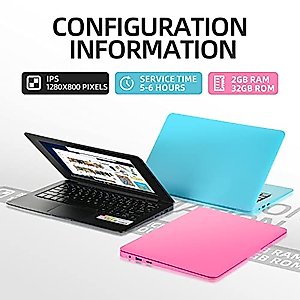 Monitech 10.1” Mini Laptop, 2GB RAM and 32GB SSD Netbook, Small Laptop with USB 3.0, Full HD IPS Display Pink Laptop Computer, Dual Core Lightweight Laptop, Ultra Thin Notebook Computer Windows 10