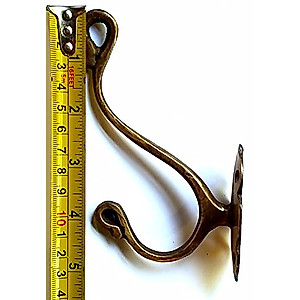 hardwarefinds Large Solid Brass Vintage Antique Style Ornate Double Coat Hat Towel Hook 6 C11