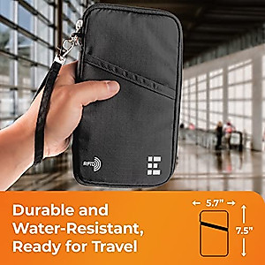 Travel Wallet & Family Passport Holder w/RFID Blocking- Document Organizer Case (Shadow)