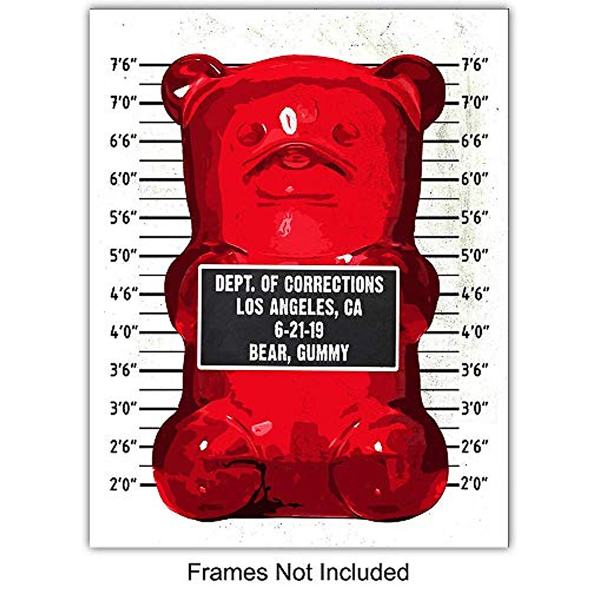 Gummy Bear Mugshot Set - Funny Contemporary Andy Warhol Style Aesthetic Room Decor, Wall Decoration - Unique Cool Gift for Modern Pop Art Fans - Original 8x10 UNFRAMED Poster Picture Print